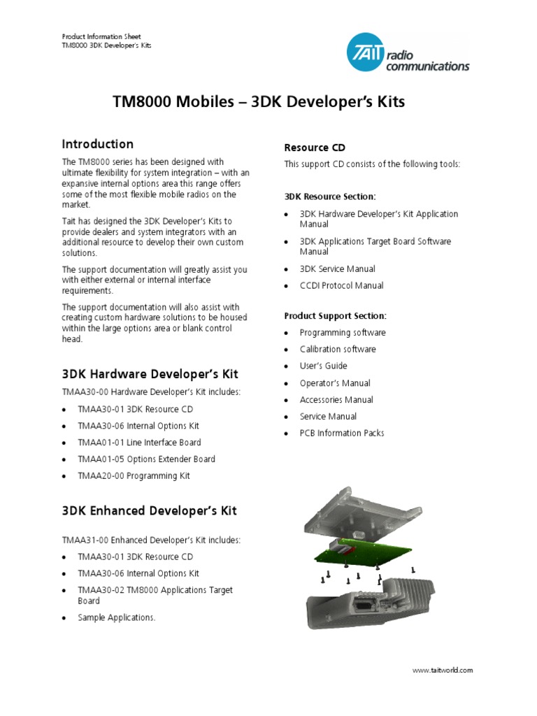 TM8000 SDK Developers' Kits - Product Information Sheet | PDF ...