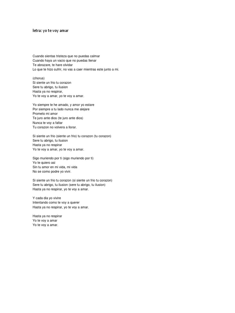LETRA Yo Te Voy Amar | PDF