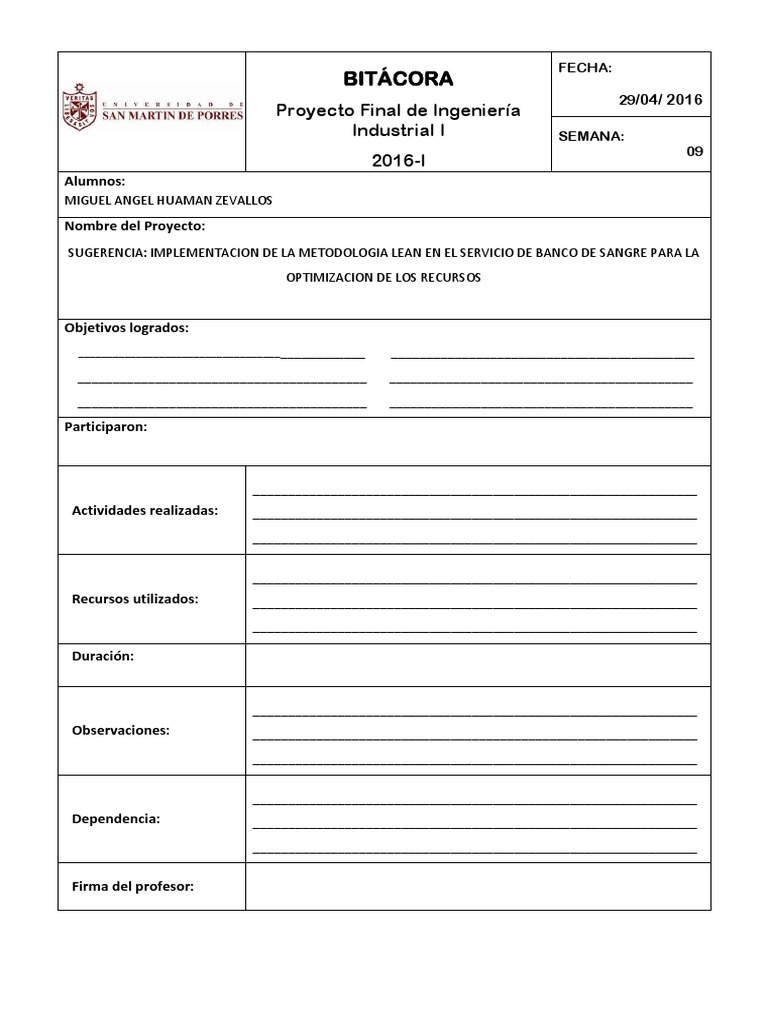 Formato Bitácora | PDF