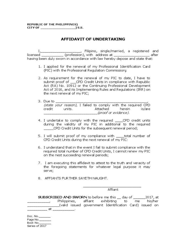 Affidavit of Undertaking-CPD