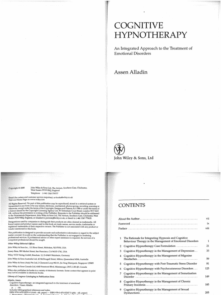 Cognitive Hypnotherapy. An Integrated Approach To The Treatment of ...