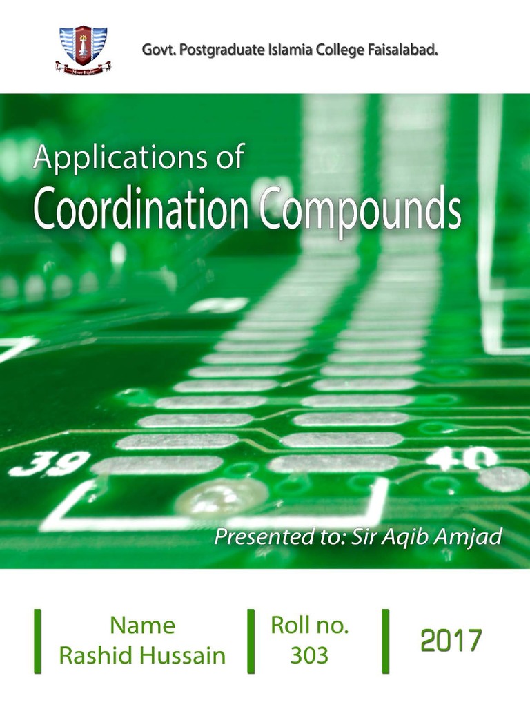 Applications Of Coordination Compounds PDF Coordination Complex