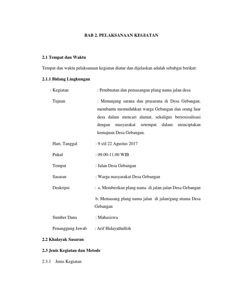 Pembuatan Plang Nama Jalan Desa Gebangan | PDF | Karier & Perkembangan ...