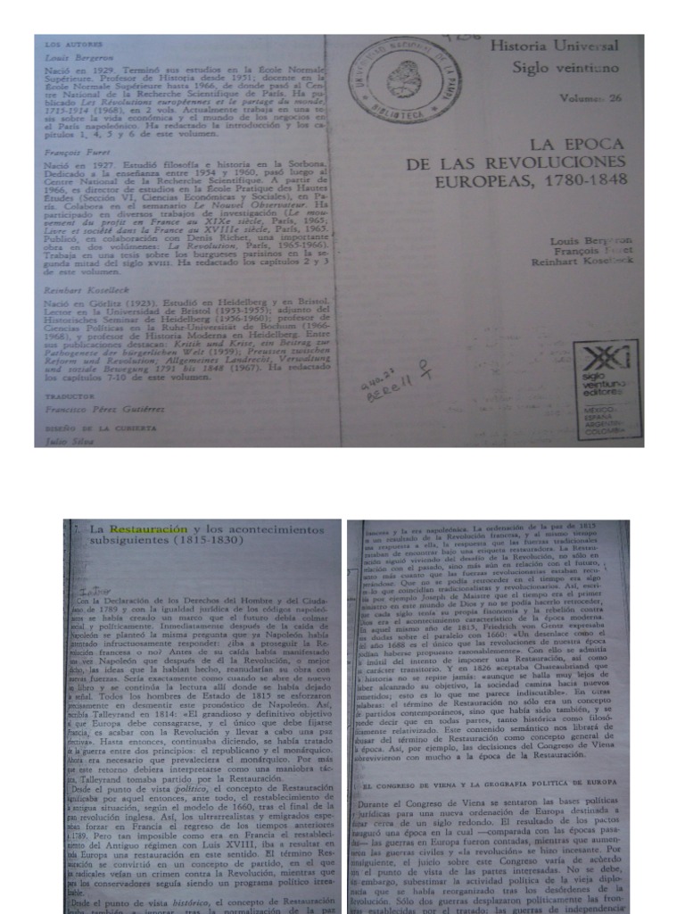 Koselleck La Epoca de Las Revoluciones Europeas Cap La Restauracion La Revolucion de Julio y Sus ...