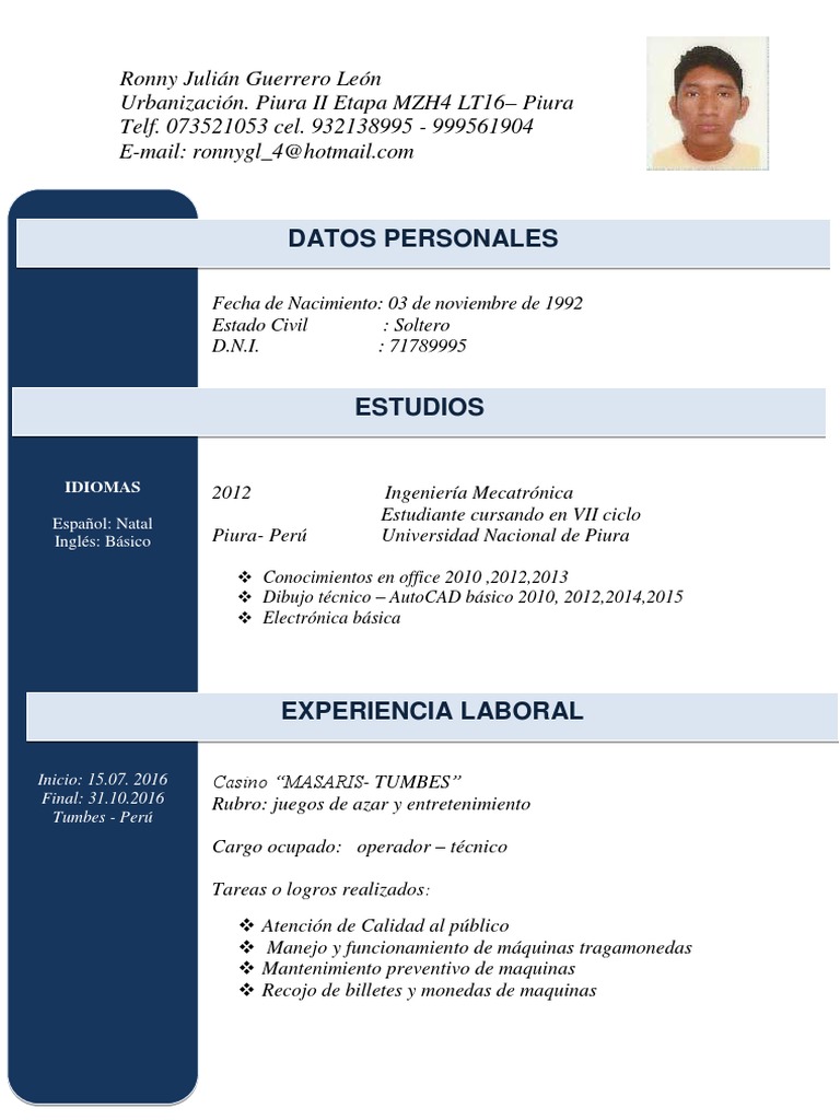 CV Ronny Guerrero 2017 | PDF | Science | Tecnología (general)