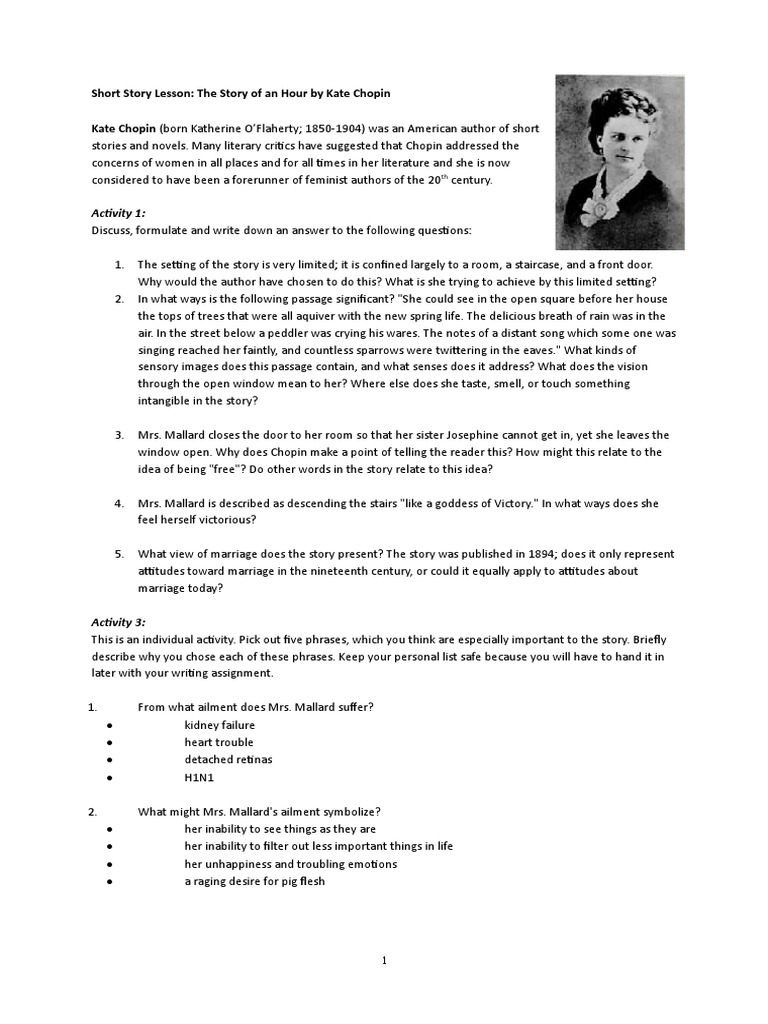 The Story of An Hour Worksheet | PDF