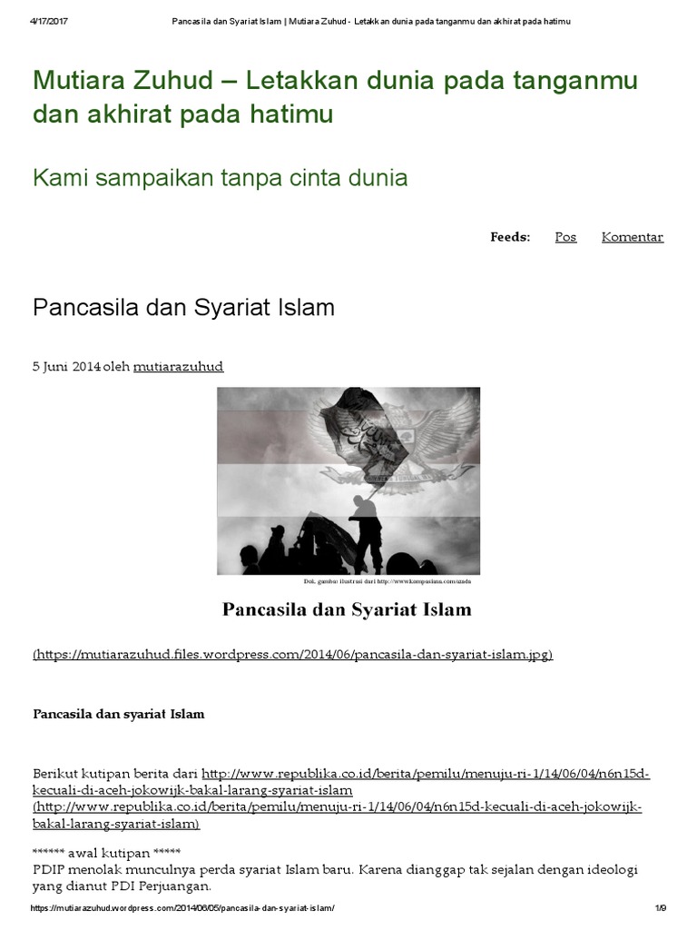 Pancasila Dan Syariat Islam - Mutiara Zuhud - Letakkan Dunia Pada ... Pancasila Dan Syariat Islam - Mutiara Zuhud - Letakkan Dunia Pada ...