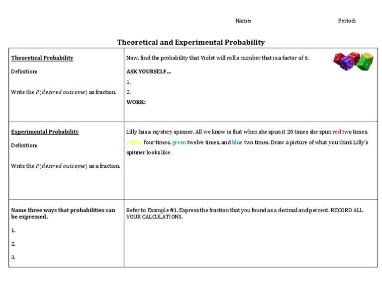Guided Notes - Experimental and Theoretical Probability | Download Free ...