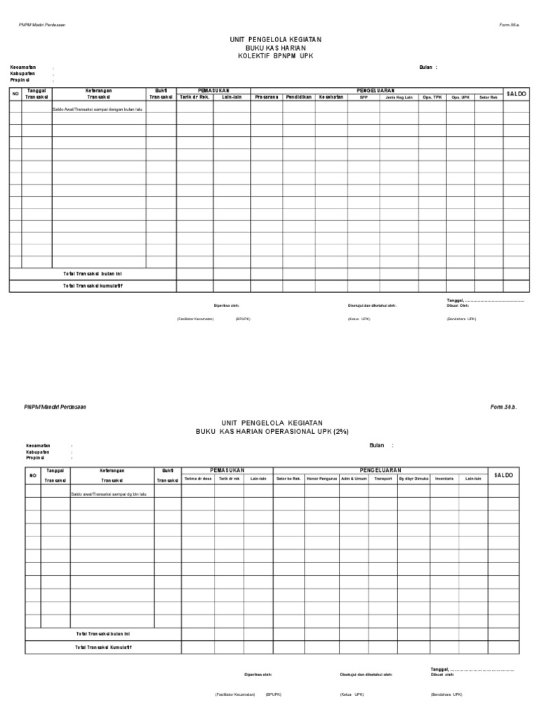 Form. 56a. Buku Kas BPNPM | PDF