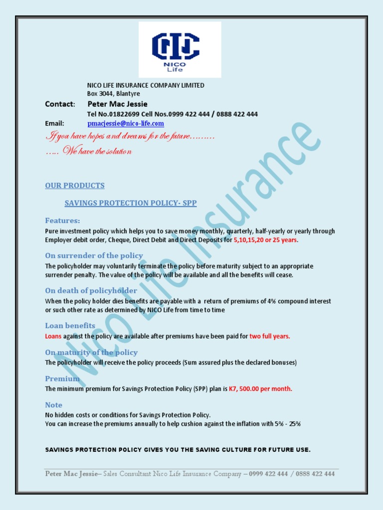 Nico Life Insurance Investment Products | PDF | Life Insurance | Insurance