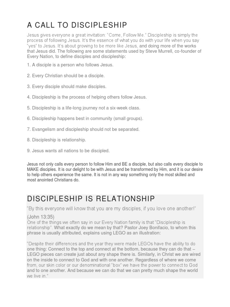 A Call To Discipleship | PDF | Disciple (Christianity) | God In ...