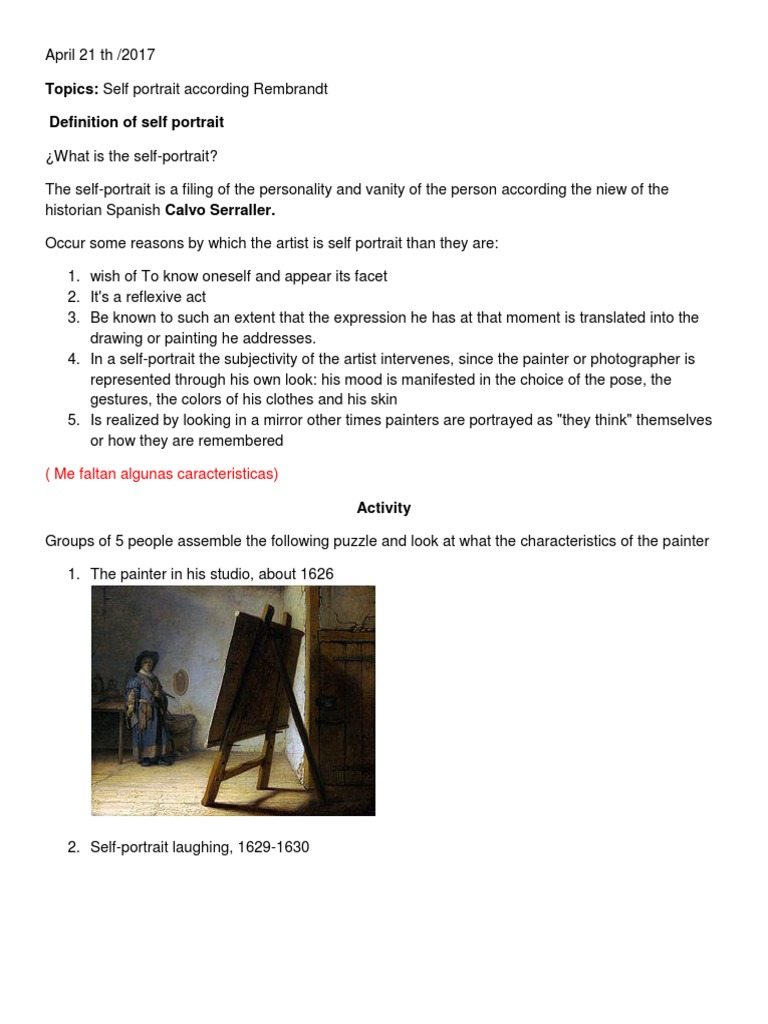 Understanding Self-Portraits in Art | PDF