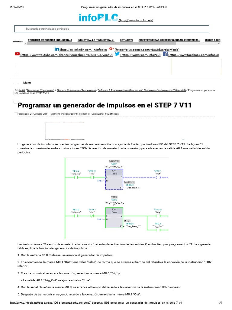 Programar Un Generador de Impulsos en El STEP 7 V11 - InfoPLC | PDF | Point and Click | Lenguaje ...