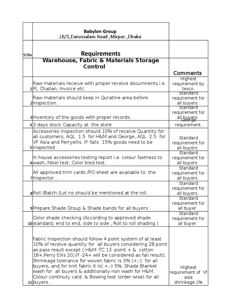 Internal Technical Development Check Sheet | PDF | Seam (Sewing ...