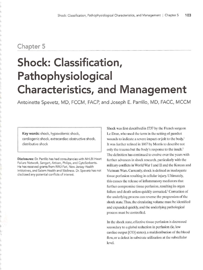 Chapter 5 Shock Classification Pathophysiological Characteristics and ...