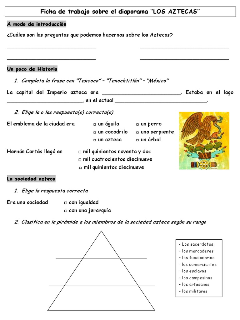Ficha de Trabajo de Azteca PDF | PDF | azteca | Religión y creencia