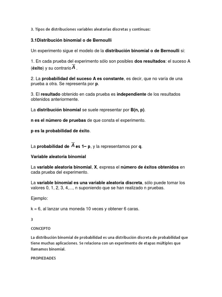 Tipos de Distribuciones Variables Aleatorias Discretas y Continuas | PDF | Distribución de ...