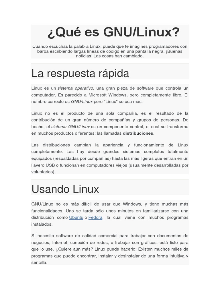 Qué Es GNU | Descargar gratis PDF | Distribución de Linux | Software libre