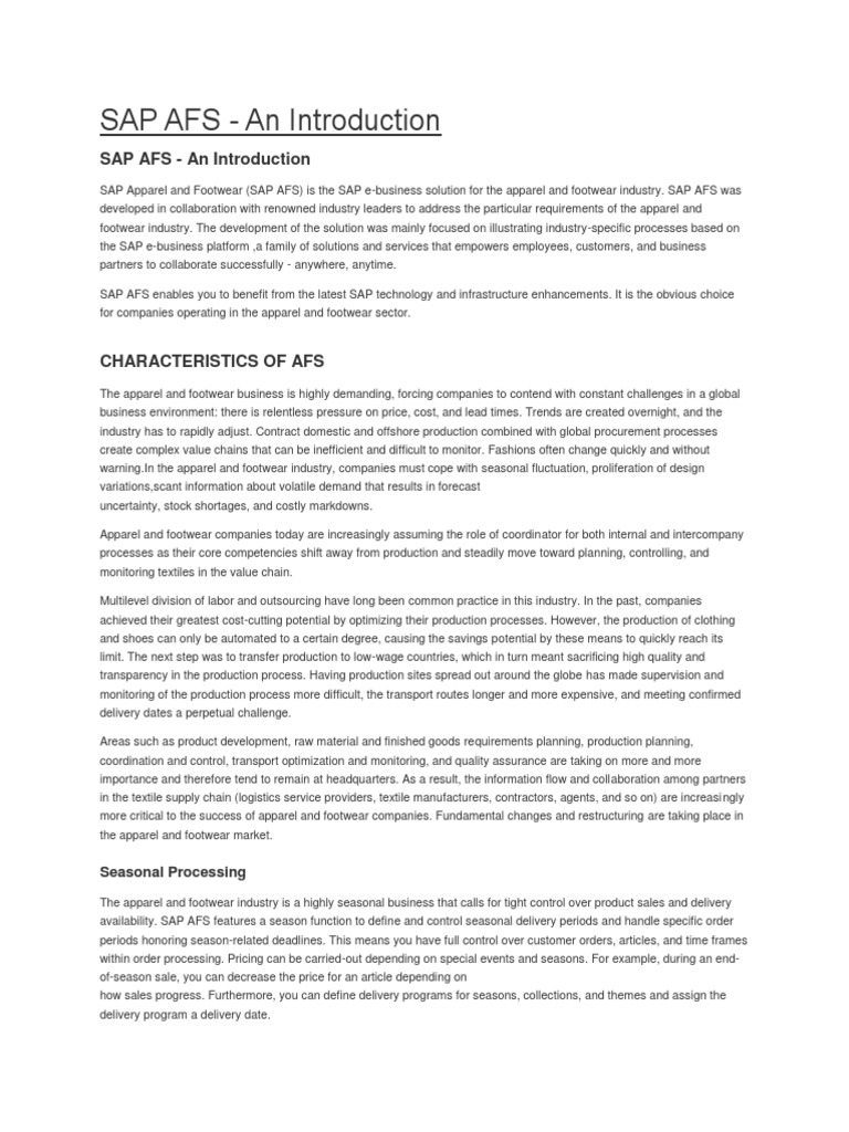 SAP AFS - An Introduction | Download Free PDF | Sales | Credit Card