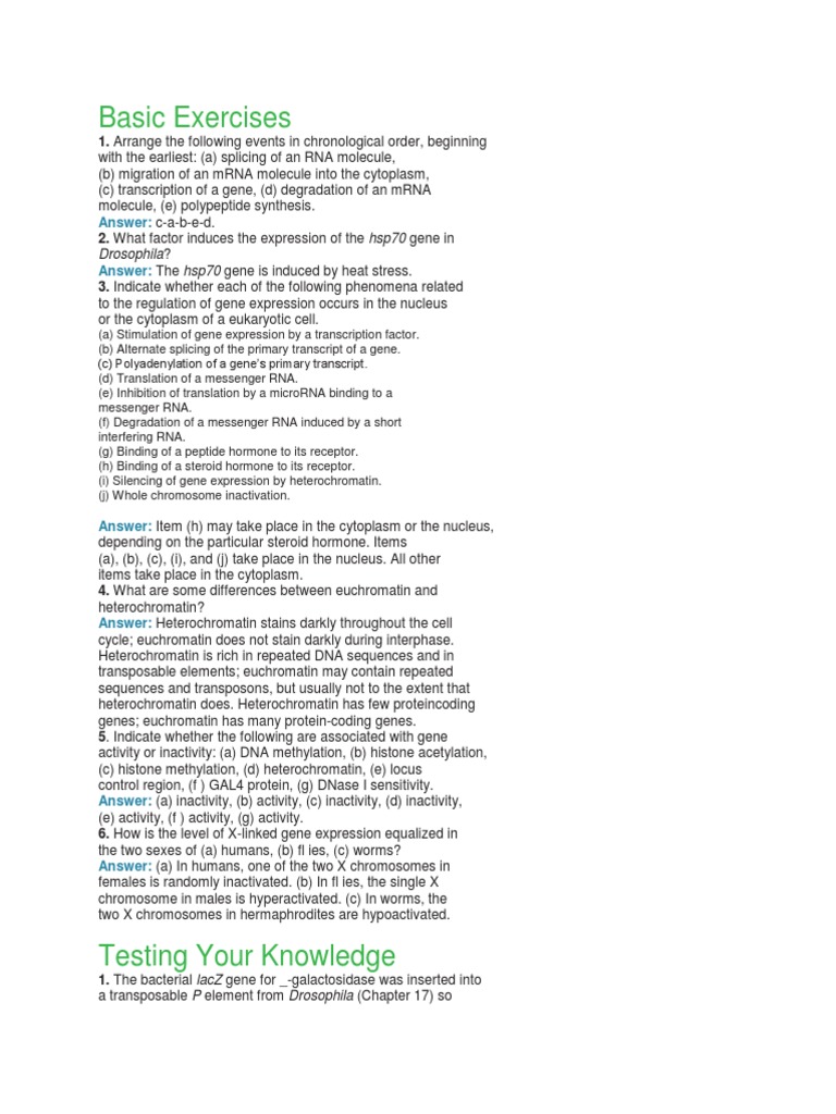 Basic Exercises Gen | PDF | Gene | Gene Expression