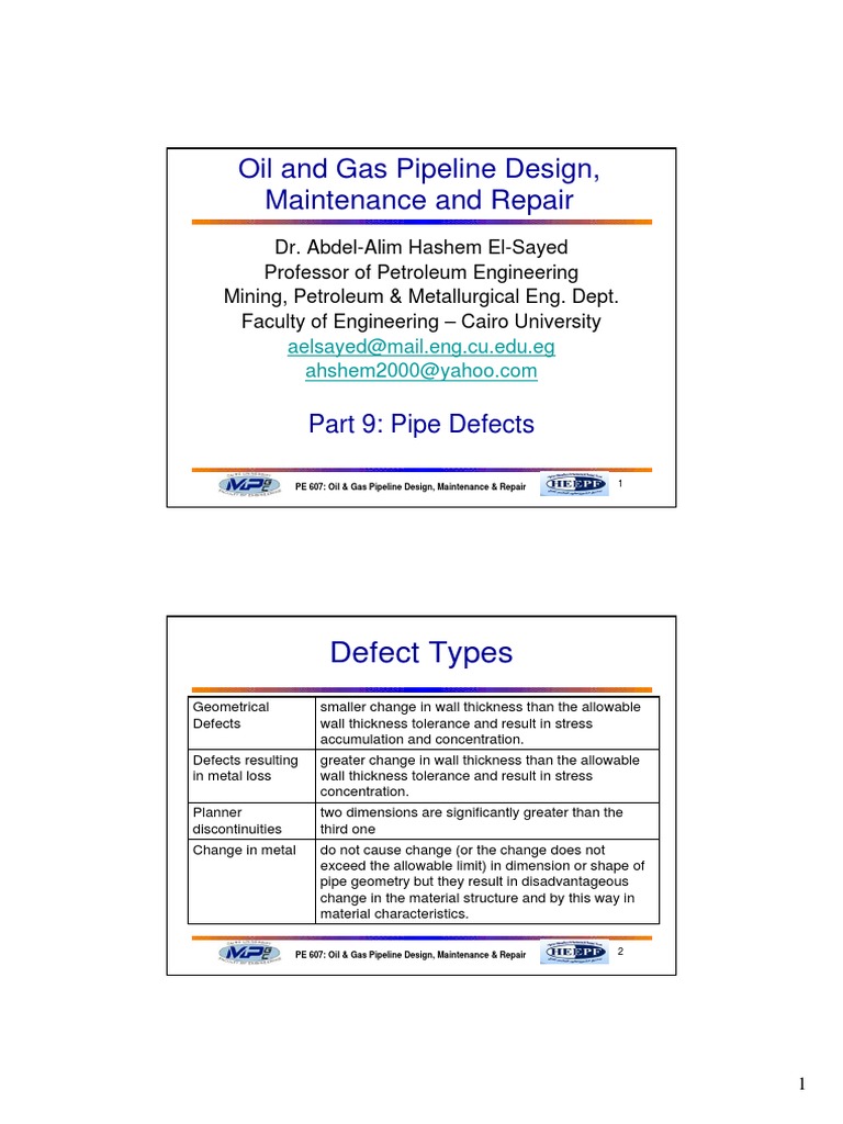 Pipeline Defects: Design & Repair Guide | PDF | Fatigue (Material ...