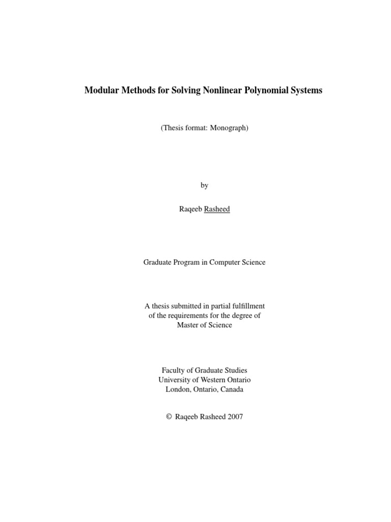 Raqeeb - Rasheed.msthesis 2007 | PDF | Numerical Analysis | Polynomial