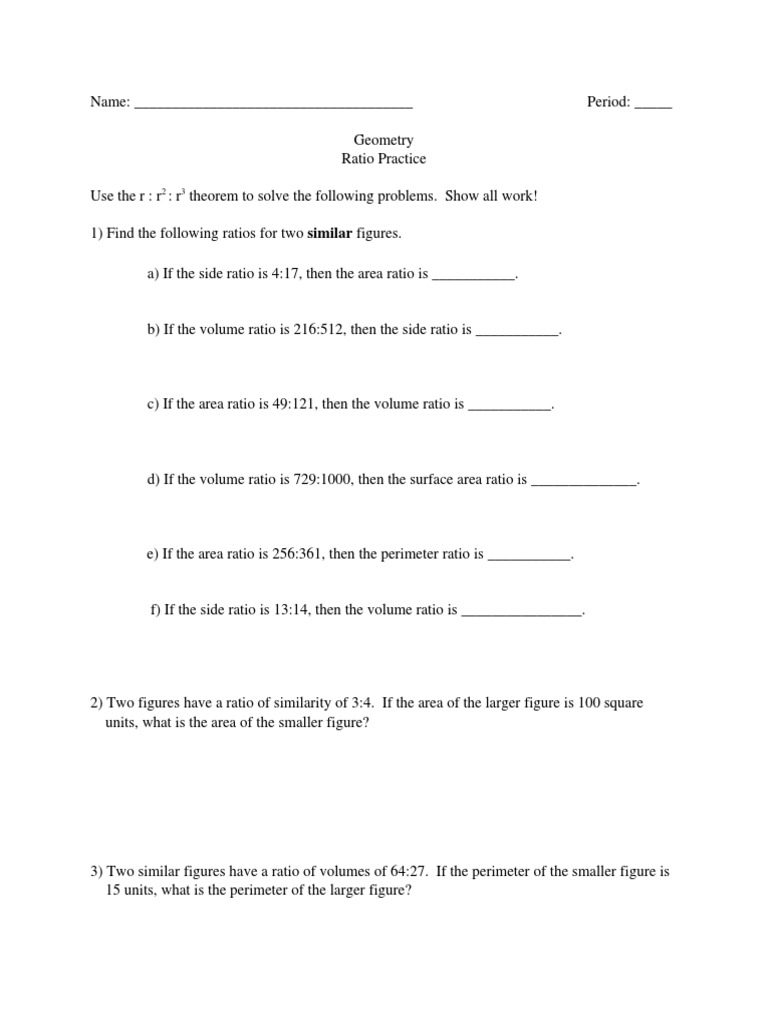 Ratio Practice Worksheet | PDF