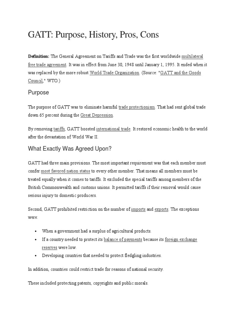 Gatt | PDF | General Agreement On Tariffs And Trade | World Trade ...