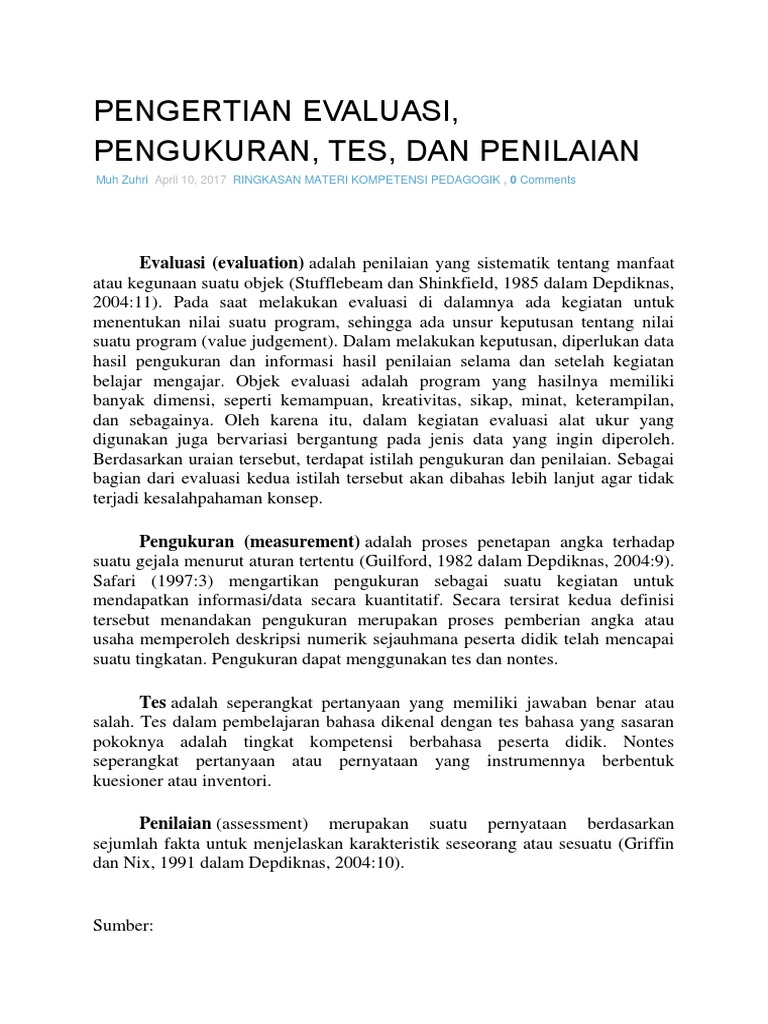 Pengertian Evaluasi | PDF