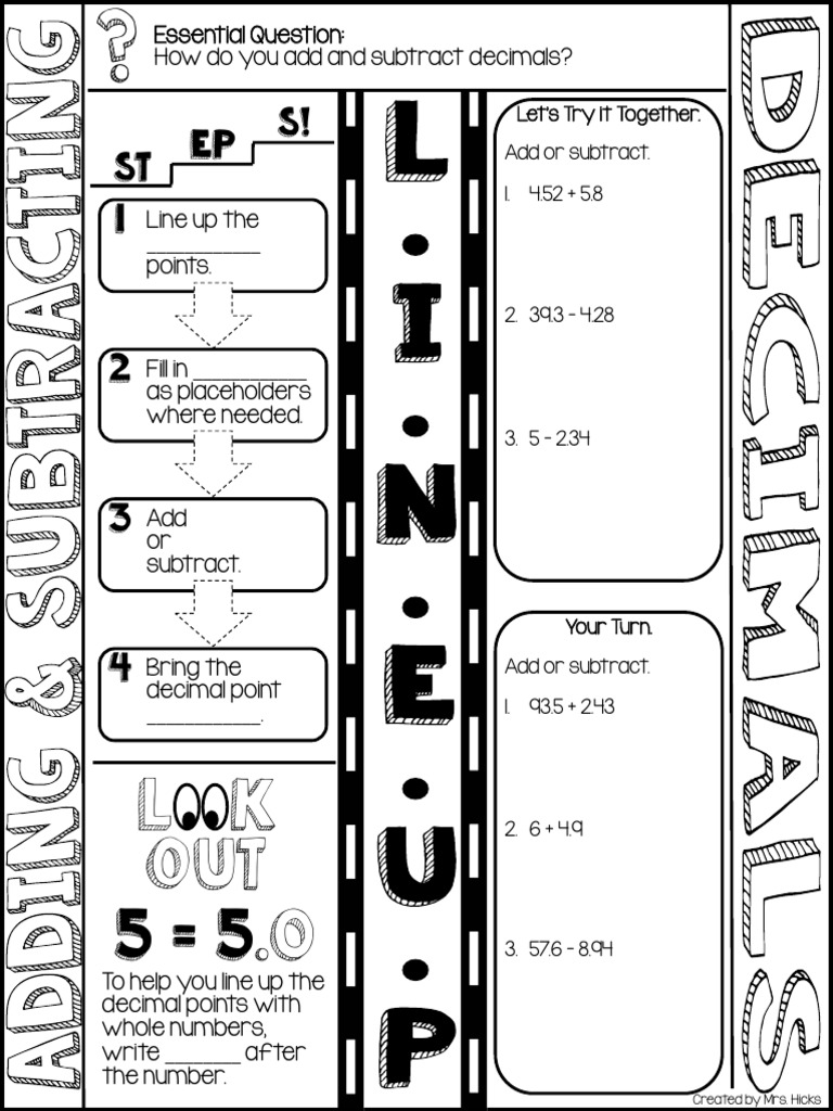 Adding Subtracting Decimals Doodle Notes | PDF | American Cuisine ...