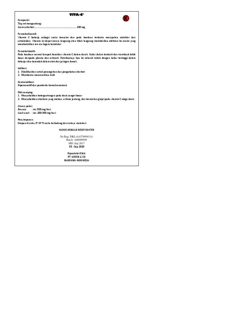 Brosur Injeksi Vita-C | PDF | Bisnis