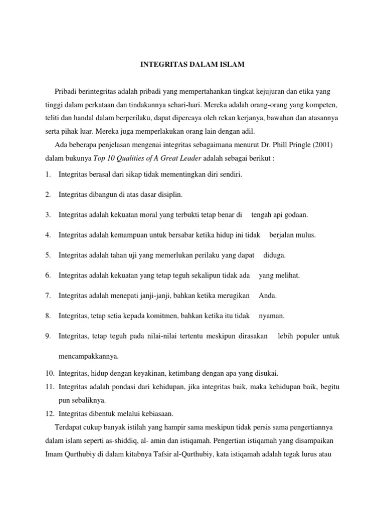Integritas Dalam Islam | PDF
