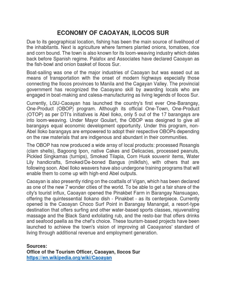 Economy of Caoayan | PDF | Food And Drink | Economies