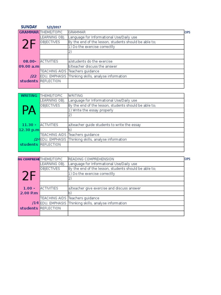 RPH Online Template | PDF | Reading Comprehension | Teachers