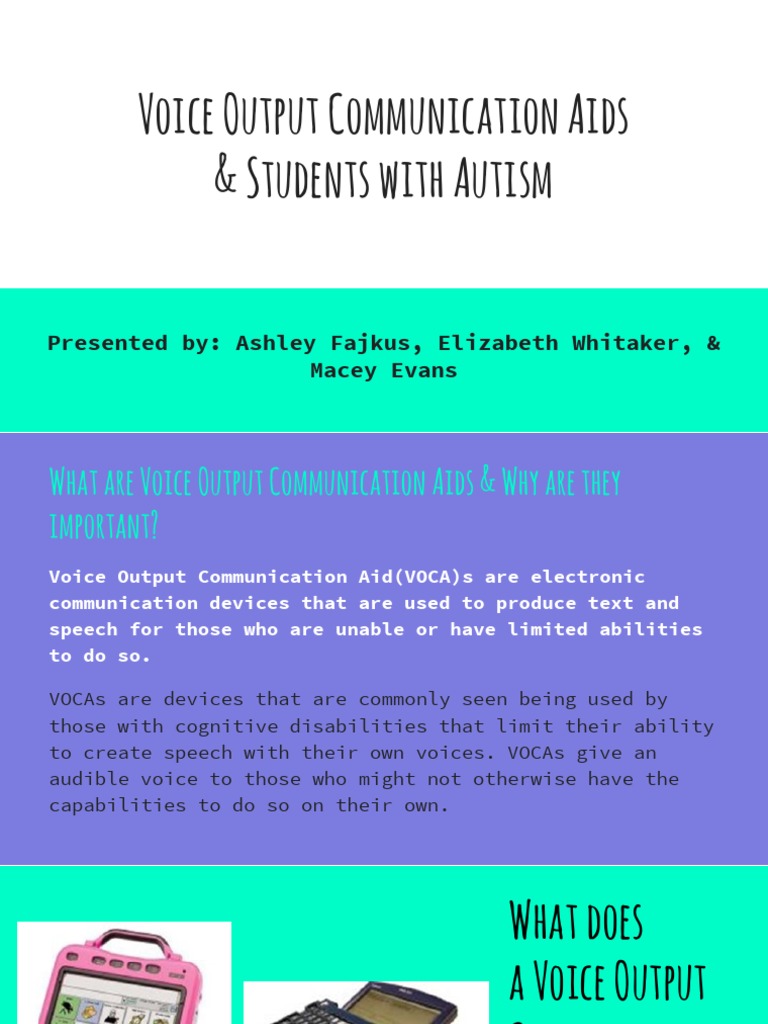 Voice Output Communication Aids Students With Autism PP | PDF | Autism ...