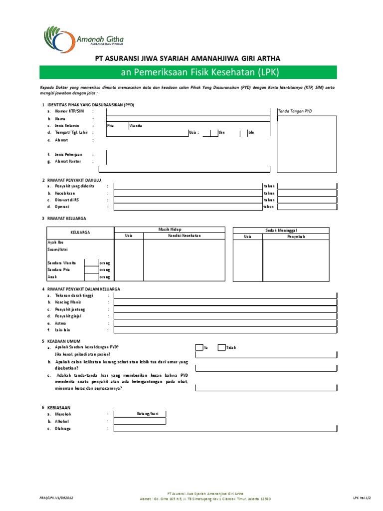 Formulir LPK K | PDF