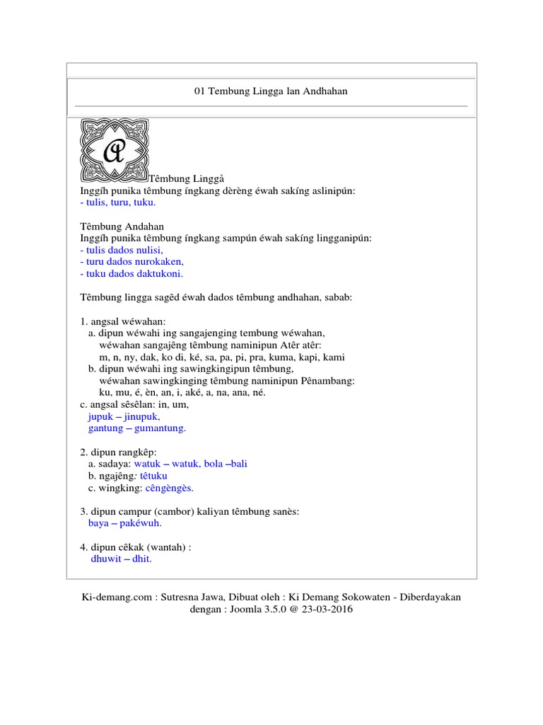 Tembung Lingga Lan Andhahan | PDF