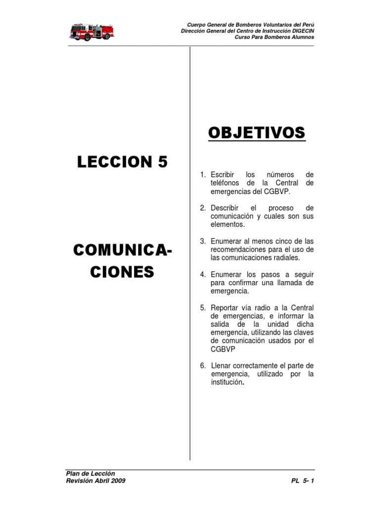 PL 5 Comunicaciones | PDF | Bombero | Radio