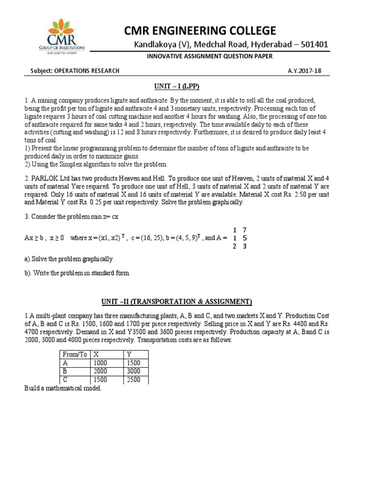 OR | PDF | Linear Programming | Inventory