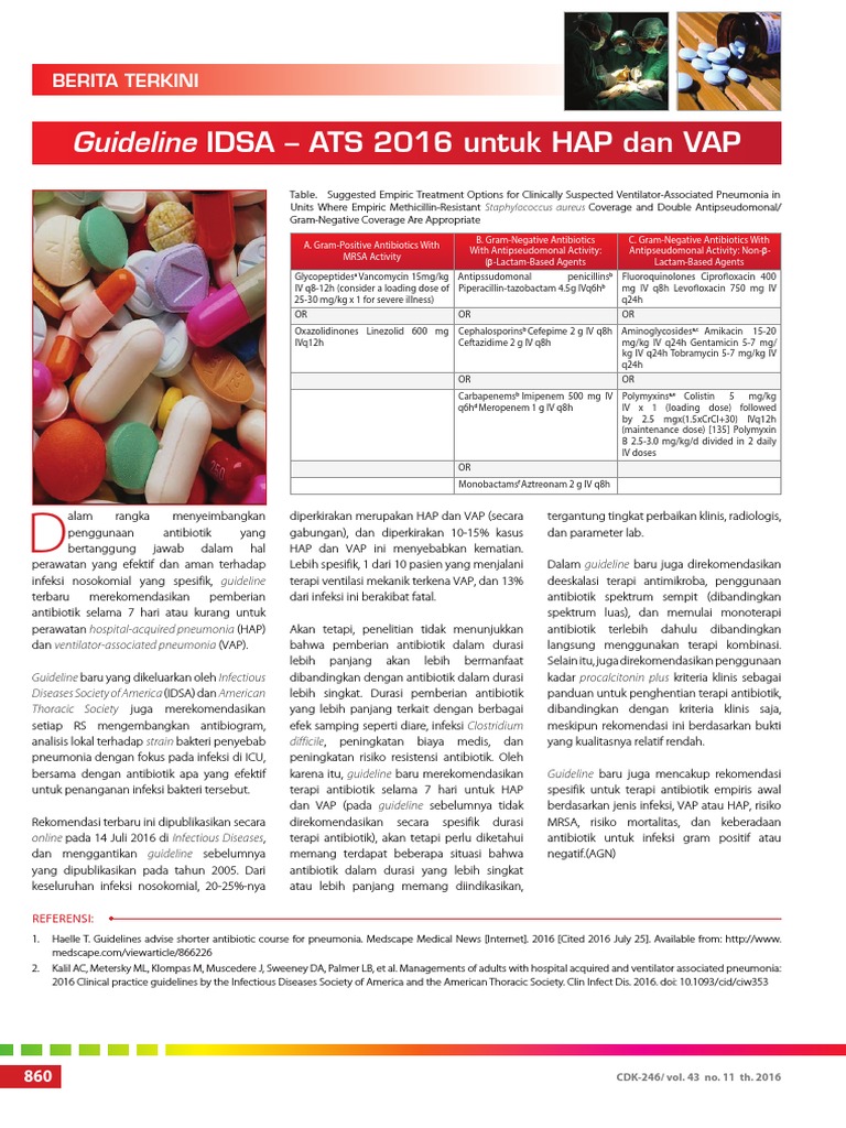 21 - 246berita Terkini-Guideline IDSA-ATS 2016 Untuk HAP Dan VAP PDF | PDF