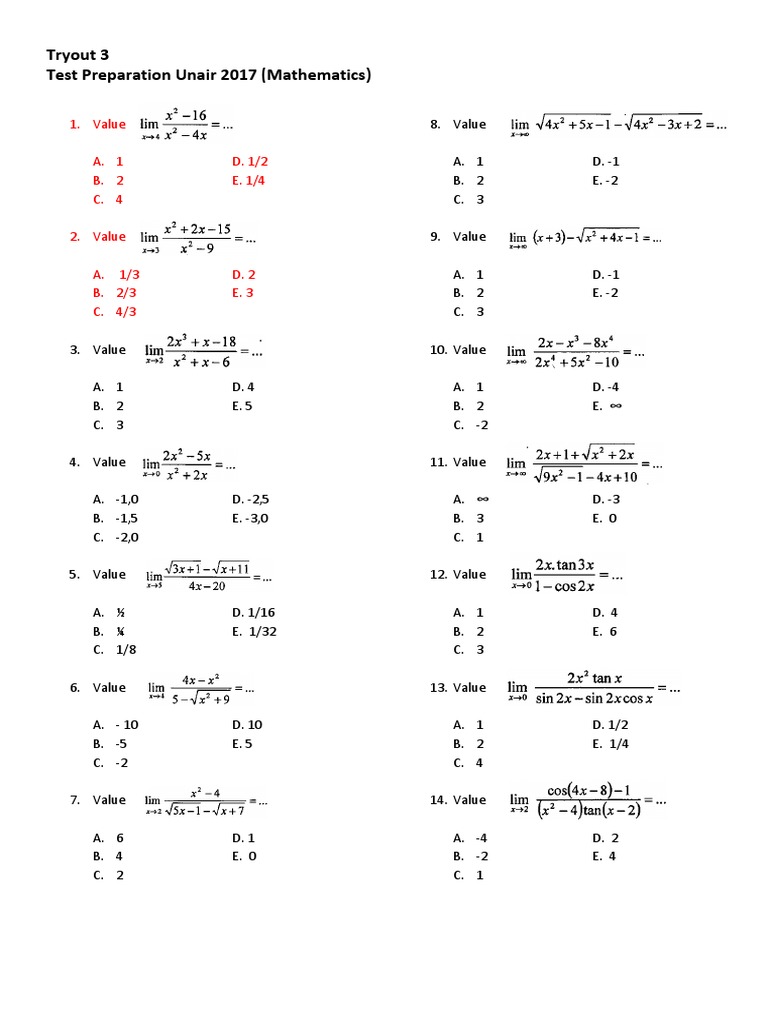 Tryout 3 Test Preparation Unair 2017 (Mathematics) | PDF | Geometry ...