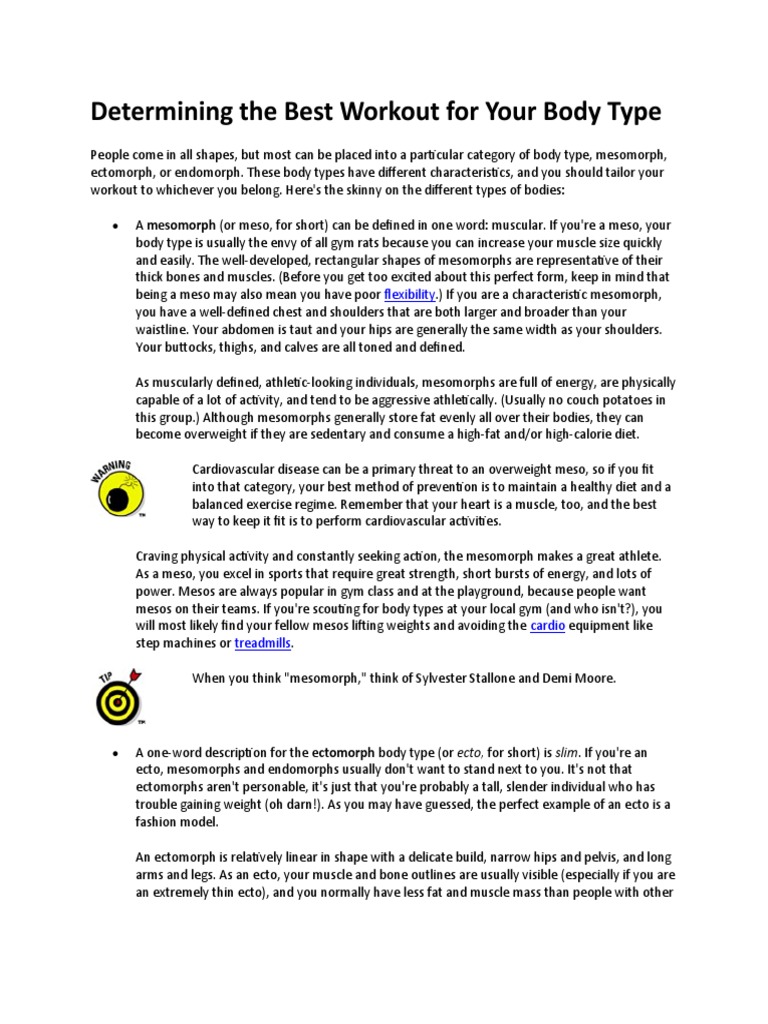 Determining The Best Workout For Your Body Type | PDF | Obesity | Body ...