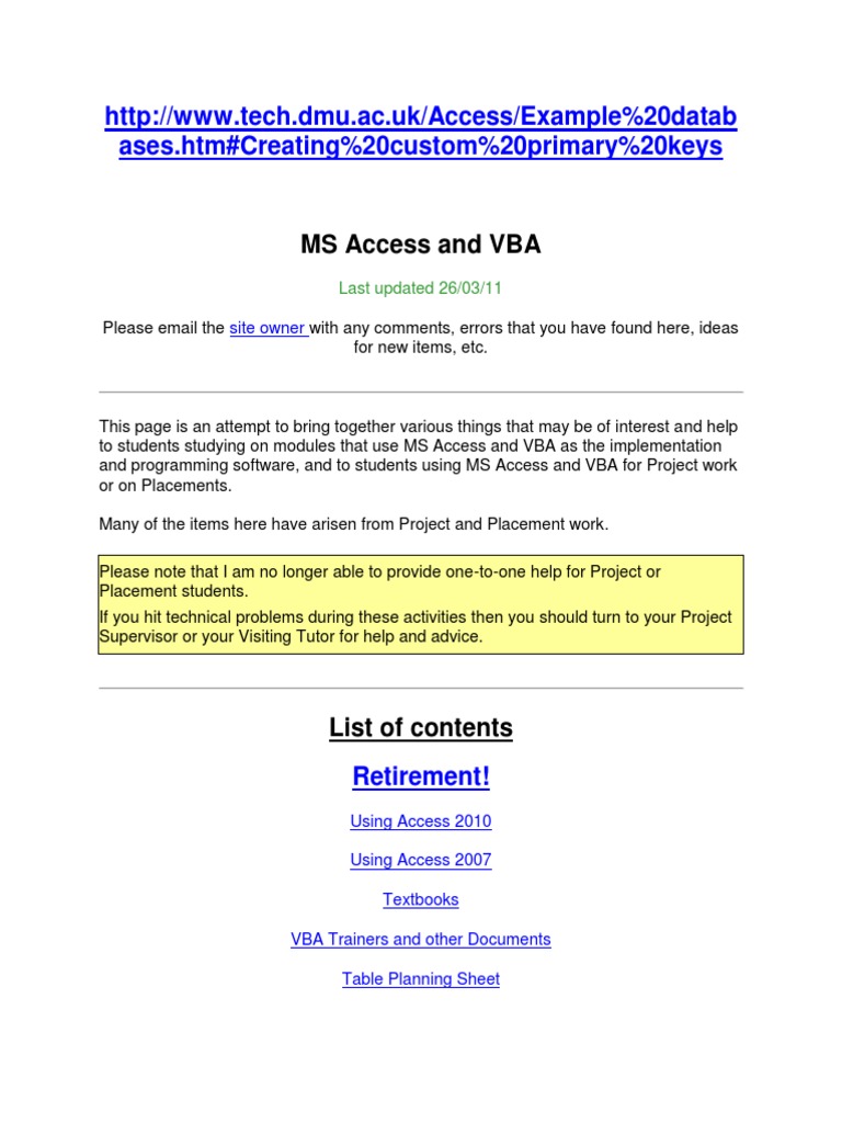 Access VBA | PDF | Microsoft Access | Visual Basic For Applications