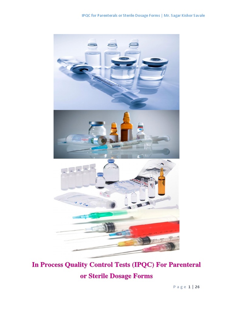 In Process Quality Control Tests (IPQC) For Parenteral or Sterile ...