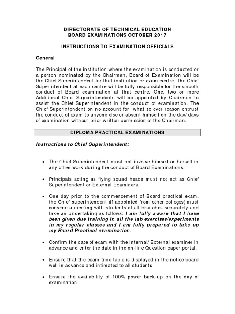 Instructions To Exam Officials O17 Final PDF | PDF | Closed Circuit ...