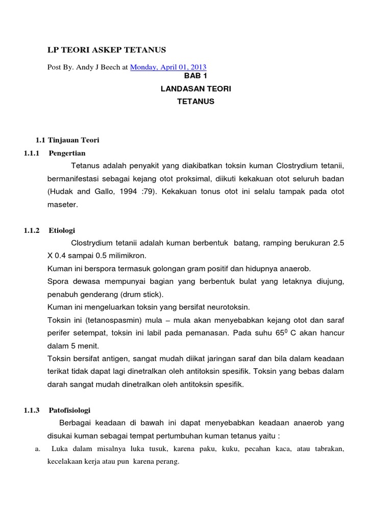 LP Teori Askep Tetanus | PDF