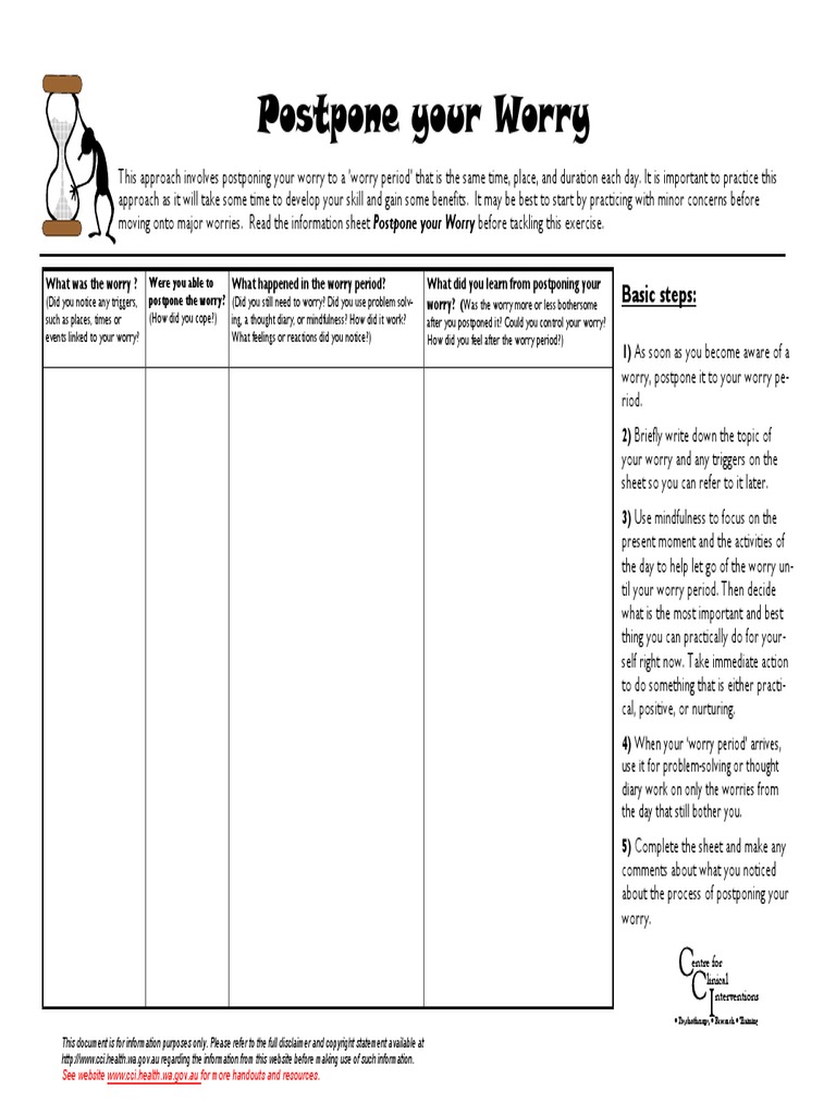 WS-Postpone your Worry.pdf | Mindfulness | Self-Improvement