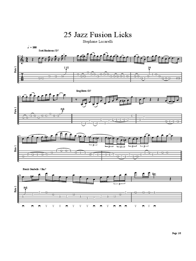 25 Jazz Fusion Licks Lesson | PDF | Jazz | Leisure