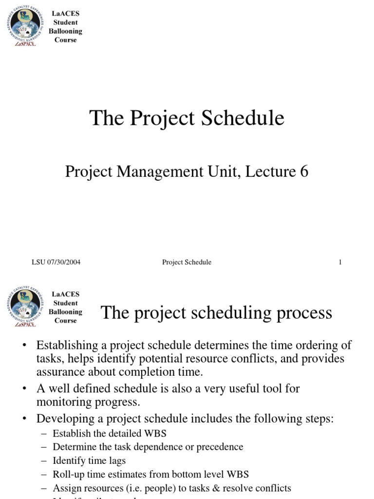 Lecture 6 - Project Schedule | PDF | Project Management | Computing