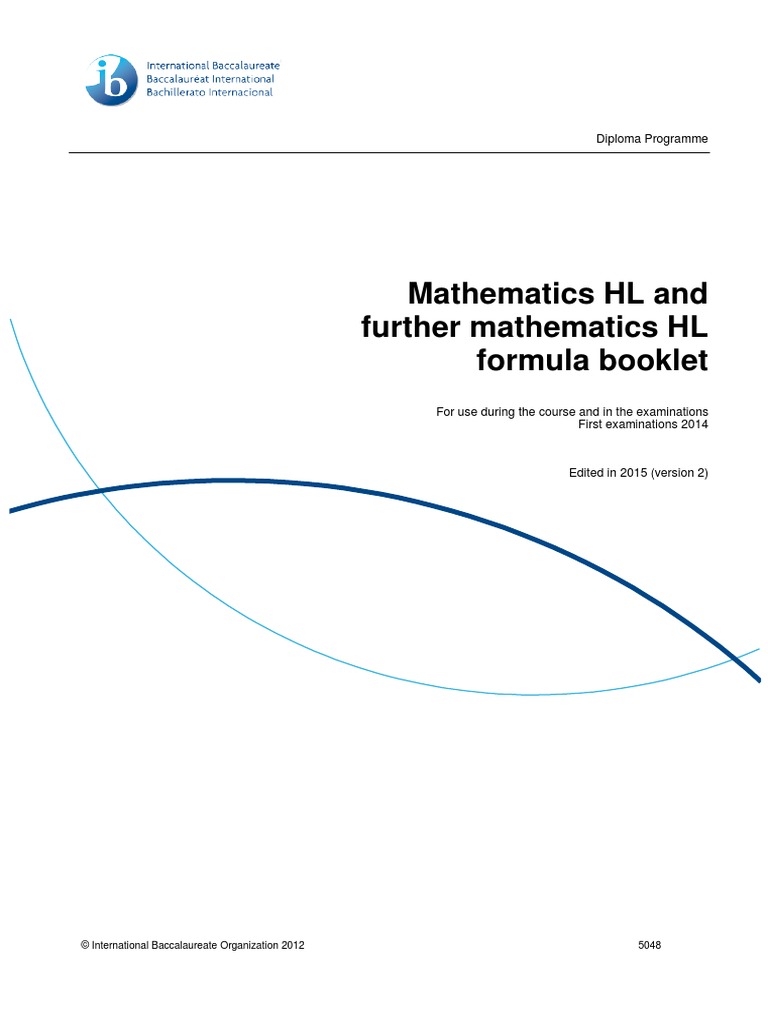 Math HL Formula Booklet 2015 Version | PDF | Variance | Sine